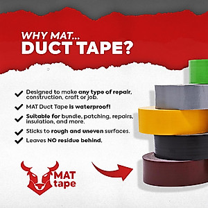MAT Duct Tape Brown Industrial Grade, 2 inch x 60 ft. Waterproof, UV Resistant for Crafts, Home Improvement, Repairs, & Projects