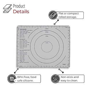 husMait Silicone Rolling Mat - Premium Kitchen Pastry Mat for Rolling and Baking Prep - Great for Making Dough, Pastries, Pizza and Pie