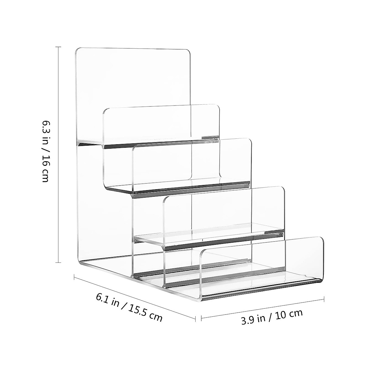Cabilock Display Risers Acrylic Wallet Holder Stand Handbag Purse Display Shelf Jewelry Cosmetic Racks Organizer (4 Tier)