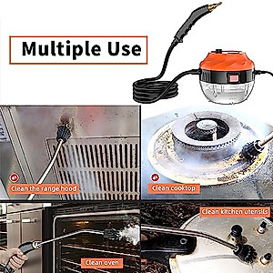 MYWUBAO Handheld Steam Cleaner High Temperature Pressurized Steam Cleaning Machine Portable Car Steamer with Brush Heads for Car Detailing, Kitchen, Bathroom, Grout and Tile(orange)