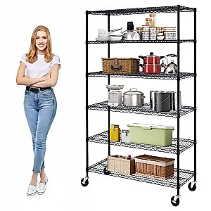 Meet perfect 6-Tier Steel Wire Shelving Unit NSF Heavy Duty 6000 LB Capacity Adjustable Storage Rack for Laundry Pantry Kitchen Closet Wire Rack in Black 1 Pack, 18" L x 48" W x 72" H