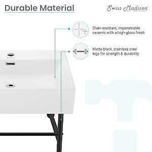 Swiss Madison Well Made Forever SM-CS771 Claire 24" Console Sink, Glossy White