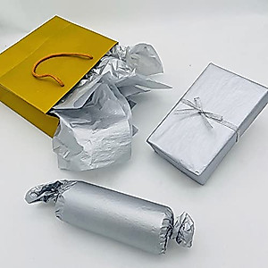 TTLLQQ tissue paper gift wrap paper bulk metallic color tissue paper wrapping paper gift Christmas Valentine's Day party (20 * 14 inches 120 silver sheets)