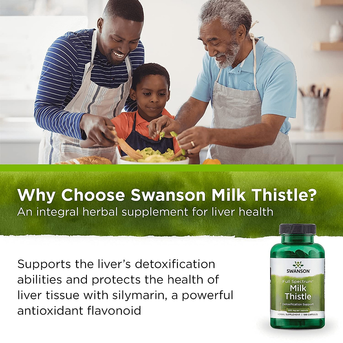 Swanson Milk Thistle-Herbal Liver Support Supplement-Natural Formula Helping to Maintain Overall Health & Wellbeing-(100 Capsules, 500mg Each)