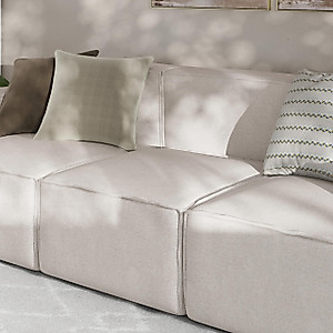 Flash Furniture Bridgetown Fabric Middle Chair Module for Sectional Sofa, Customizable Modular Couch Armless Middle Seat, Cream