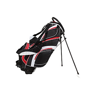 18 Piece Men's Complete Golf Club Package Set With Titanium Driver, #3 & #5 Fairway Woods, #4 Hybrid, 5-SW Irons, Putter, Stand Bag, 4 H/C's (Red, Regular Size)