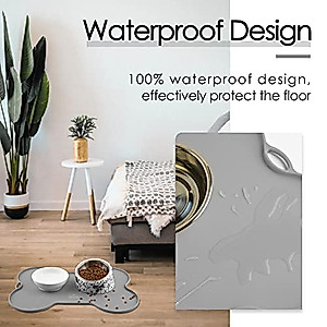 SUPERDESIGN Dog Food Mat Bowl Mat for Floors Waterproof Silicone Cat Dog Feeding Mat for Food and Water Pet Placemat Non Spill Puppy Dish Tray Non Slip Bone Shaped Small Medium Large