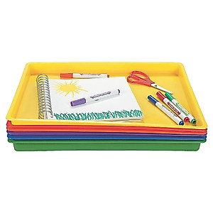 Fun Express Flat Plastic Tray - Set of 6 Multi-Color Plastic Trays for Engaging Art and Play - Long-Lasting Educational Trays for Active Kids - Unlock Creativity, Durable, Sturdy and Safe