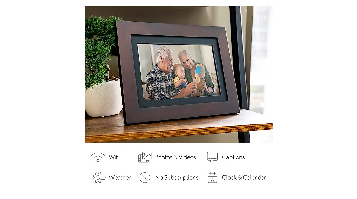 Brookstone PhotoShare 10.1” Digital Frame - WiFi, HD Touchscreen, Easy ...