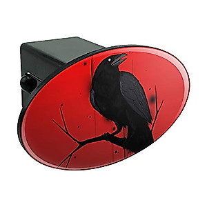 Crow on Branch Oval Tow Trailer Hitch Cover Plug Insert