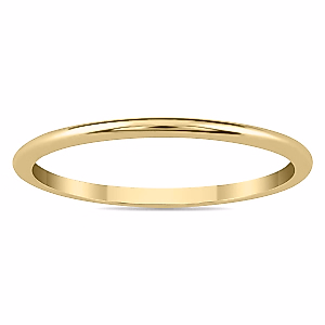 SZUL 1mm Thin Domed Wedding Band Available in 14K Yellow Gold, 14K White Gold, and 14K Rose Gold (Yellow-gold, 8.5)