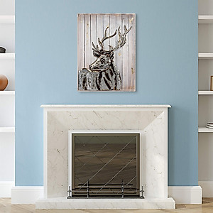 Empire Art Direct Deer Metal Hand Painted Primo Mixed Media Iron Sculpture on Slatted Solid Wood 3D Wall Art,Christmas Gift New Year Gift, 40 in. x 2.8 in. x 30 in, Grey