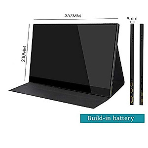 EVER LUSTRE 15.6 Inch Portable Gaming Monitor 4K Touch Screen 3840x2160 UHD Build-in Battery Display Screen for PS4, Xbox, Switch, Smart Phone, Laptop (Battery Monitor+case)