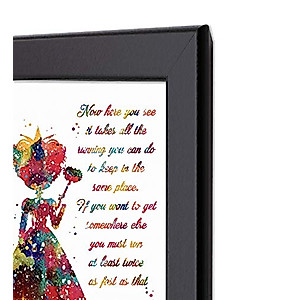 Framed Alice in Wonderland Quote Watercolor Art Print Queen Heart Lewis Carrol Party Inspirational Wall Home Office Teen Kid's Room Playroom Nursery Decor Poster Best Friend Gift Picture