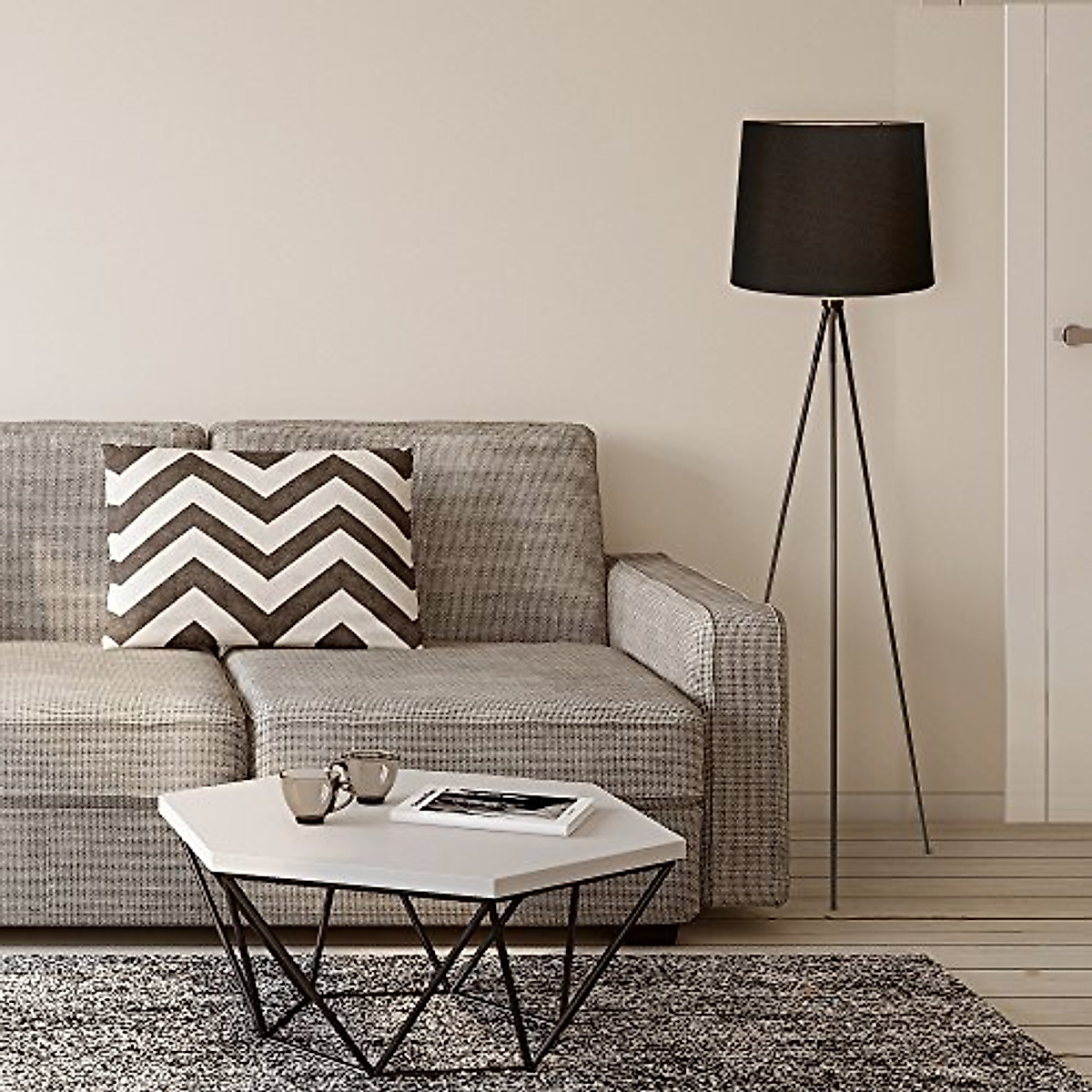 Newhouse Lighting NHFL-AL-BK Alexandria Tripod Floor Lamp, Black