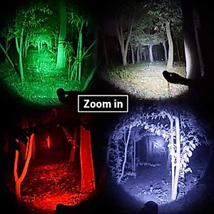 Odepro KL52Plus Zoomable Hunting Light with Red Green White IR850 Interchangeable Modules, Predator Flashlight with Pressure Switch, for Hog Coyote and Varmint Hunting