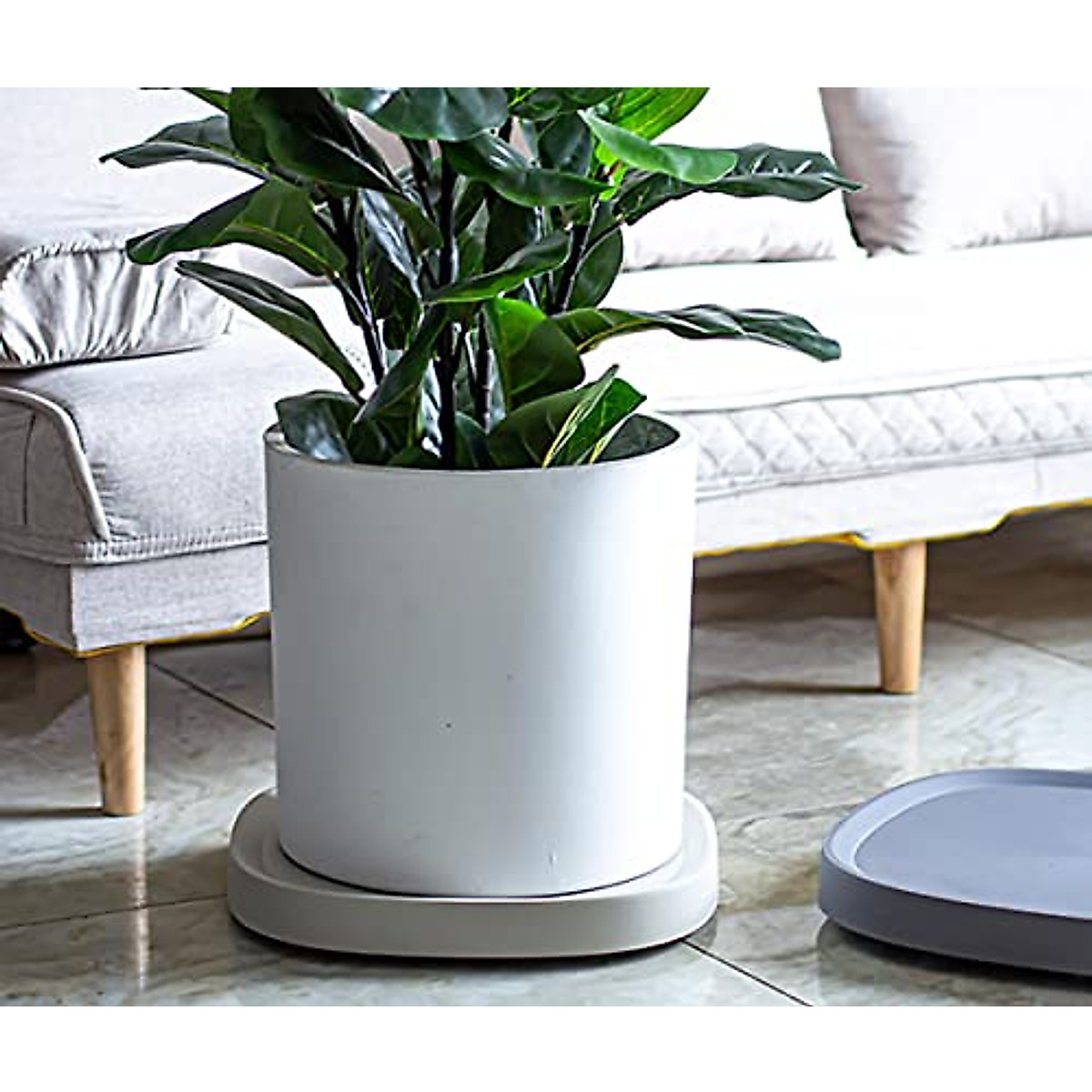 MYBAQ,Plant Tray with Wheels,Planter Caddy with Wheels,Plant Rollers for Outdoor Plants,Plant Caddy,Plant Roller Base,White,Suitable for Home, Living Room, Balcony, Patio and Garden