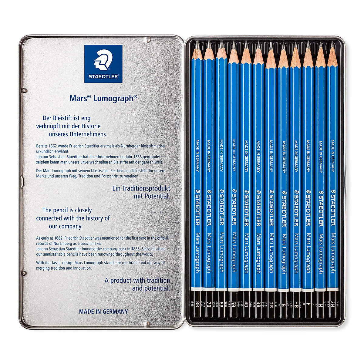 Staedtler Lumograph Graphite Drawing & Sketching Pencils, Soft Set of 12 Degrees (100G12S)