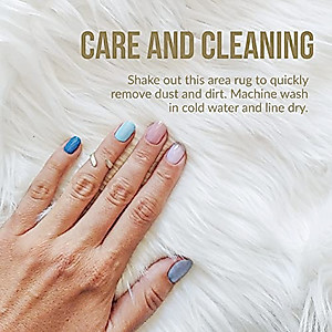 Luxe Faux Fur Hudson Rug with Soft and Fluffy Pile | Machine Washable Living Room Rug with Anti-Slip Backing | Cruelty-Free Area Rugs for Office or Bedroom, Dusty Rose, 3 ft x 5 ft