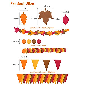 Autumn Leaf Pennant Banner for Thanksgiving Decorations, Thanks Giving Celebration Hanging Décor Backdrop Garland, Fall Harvest Theme Birhday Baby Shower Wedding Party Supplies, SONGTIY