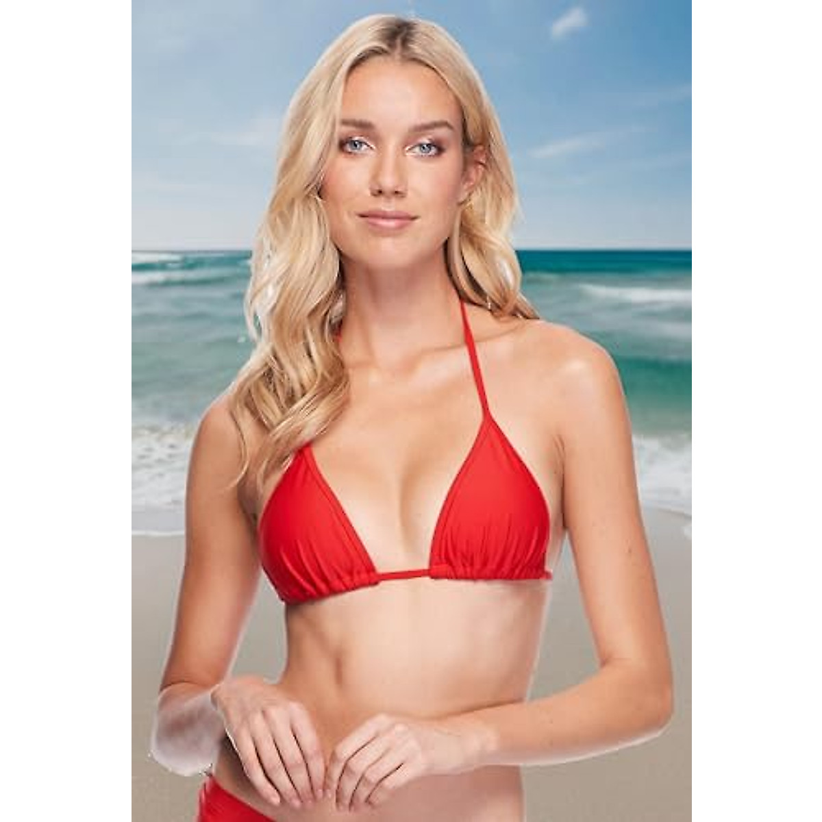 Body Glove Women's Standard DITA Solid Bikini Top Swimsuit, Smoothie True Red, D
