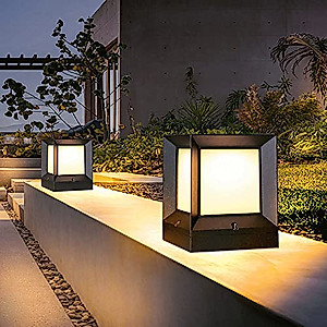 JSBDPHW Modern Minimalist E27 Pillar Lamp Outdoor Courtyard Fence Column Light Acrylic Lampshade Villa Gate Waterproof Post Light Lawn Road Lighting Landscape Light