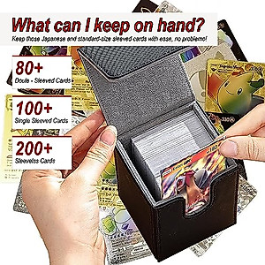 ArtBoutiq MTG Card Deck Box For Commander Deck Box With 2 Dividers, Card Storage Box Fits 100+ Single Sleeved Cards, PU Leather Strong Magnet Card Deck Case Holder for Mtg Yugioh TCG（Black/Purple）