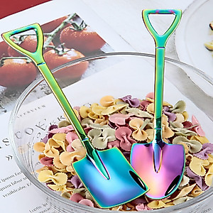6 Pack Stainless Ice Cream Spoons, Shovel Spoons, Watermelon Spoon Reusable Small Spoon for Tea Dessert Home Kitchen Party Restaurant Party Supplies (Colored)