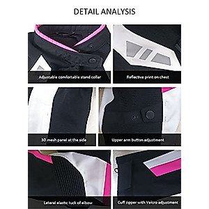 Women's Motorcycle Jacket Summer Breathable Motorbike Moto Jacket Riding Ladies Clothing with removable protective gear (White, XXXL)