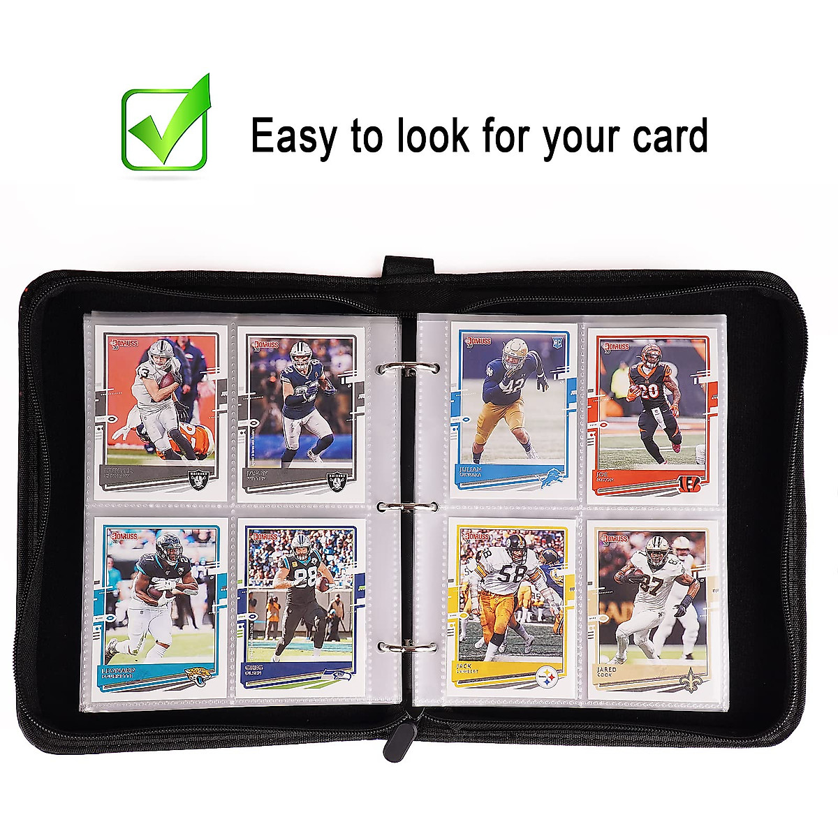 Card Binder Compatible with Football Card, Trading Card, MTG and Other TCG, Fits 400 Cards with 50 Removable Pages, Card Holder Collector for Standard Size Card
