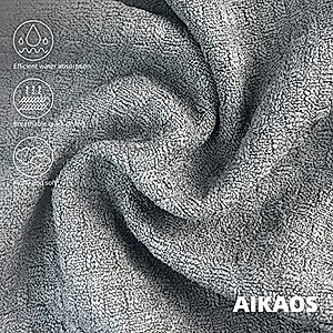 AIKAOS Microfiber Hair Towel Wrap for Women and Men,2 Button-Loop Closure,Super Absorbent Quick Hair Drying Waffle Weave Towels for Drying Curly, Long,Thick Hair ((Grey))