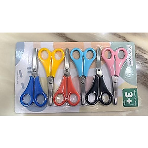 Vutyvve Kid Scissors, Blunt Tip Safety Children Scissors, Stainless Steel Blades with Centimetre Scale, More Accurate Cutting, Set of 6