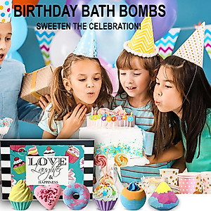 Bath Bombs Gift Set - Birthday Bath Bombs for girls, 6 Aromatherapy Natural Bath bombs with Organic Ingredients, Skin Moisturizing Bubble Bath Fizzy, Gentle for Kids, Bath bombs for Women Relaxing