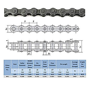 FDJ 41 roller chain Minibike Go kart Chain 10 Feet with Master Links