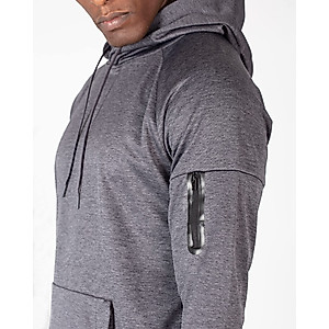Layer 8 Men's Hoodie Performance Light Weight Tech Fleece Pullover Training Workout Athletic Sweatshirt Hooded Fitness Top (Small Basalt Hthr)