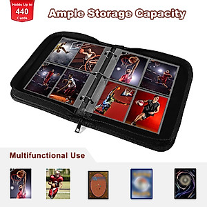 Basketball Card Binder 440 Pocket, Sports Card Binder with Toploaders Card Display, Premium Basketball Card Holder with Basketball Pattern Wristband Fit for Basketball Cards 2024-2025, Sports Cards