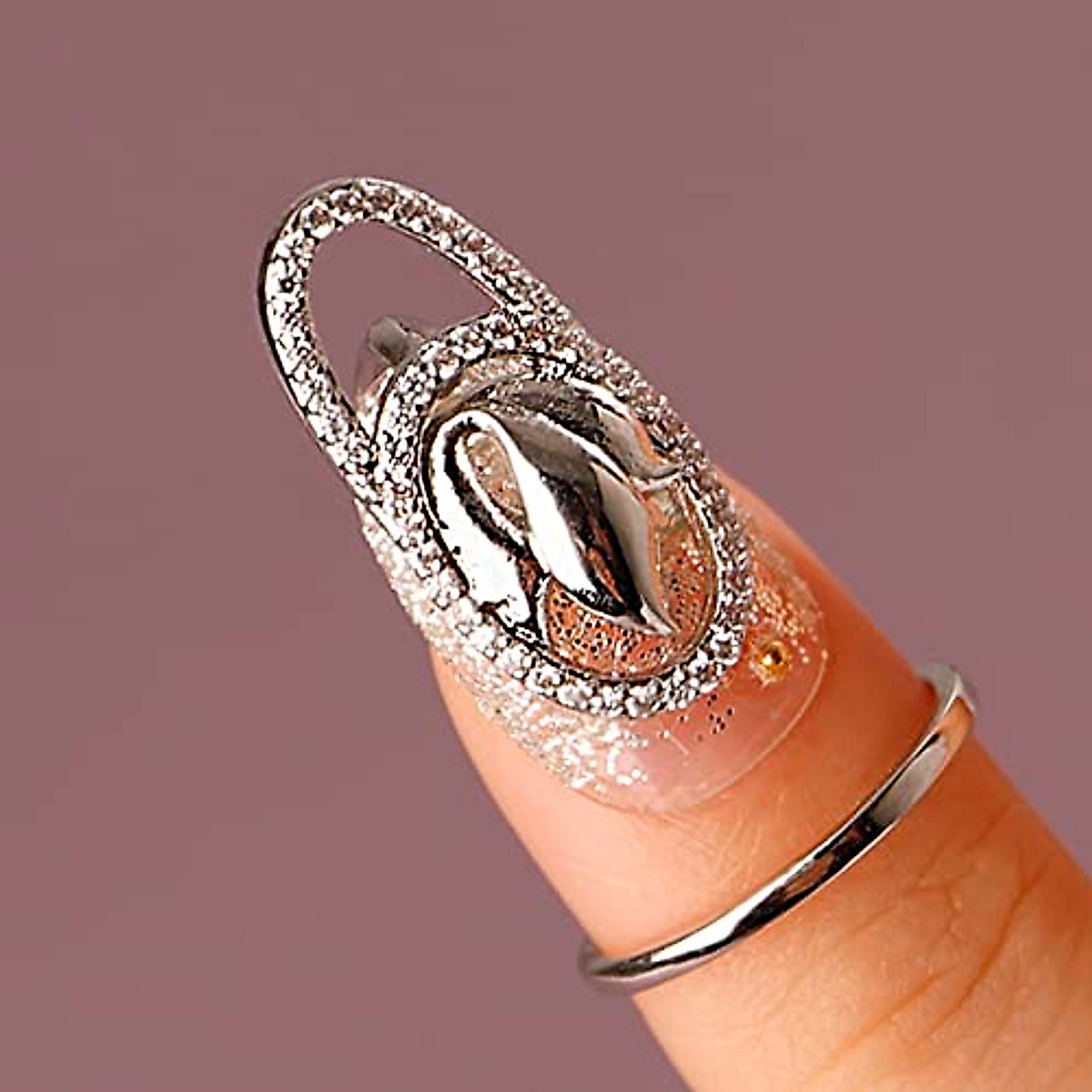 Rumtock Statement Fingernail Ring Punk Finger Tip Manicure 18K Plated Silver Kunckle Ring for Women Girls