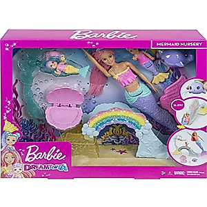 Barbie Dreamtopia Mermaid Nursery Playset with Barbie Mermaid Doll, Toddler and Baby Mermaid Dolls, Slide and Accessories, Gift for 3 to 7 Year Olds