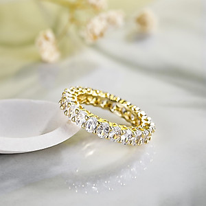 SHINYSO Wedding Band for Women Oval Cubic Zirconia Love Ring Engagement Stackable Promise Rings for Her Gold Size 7