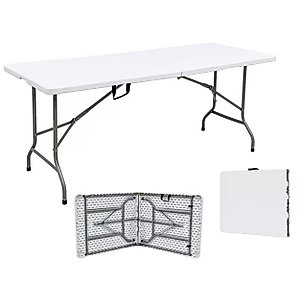CaliGreen Tools Portable Utility Camping Folding Table, 6 Feet,White