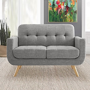 ROSEVERA Elena Contemporary Accent Armchair with Linen Upholstery Living Room Furniture, Gray