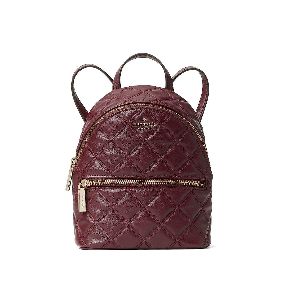 Kate Spade New York Natalia Quilted Mini Convertible Backpack Bag in Cherry Wood