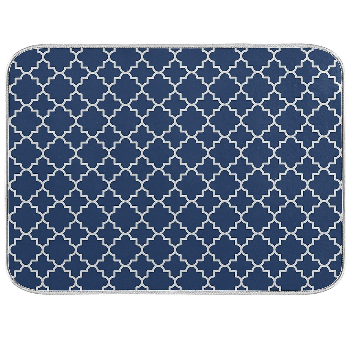 Super Absorbent Dish Drying Mat Microfiber Fast-Drying Dish Mat 24" x 18" Kitchen Dish Drying Pad Watercolor Cute Navy Blue Moroccan Mandala