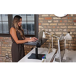 Victor DC240B High Rise Collection Adjustable Laptop Stand/Platform with Storage Cup, Air Hydraulic Lever Easily Raises and Lowers The Platform, Black