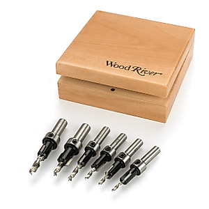 WOODRIVER 6-Piece Carbide-Tipped Countersink Set with Brad Point Pilots