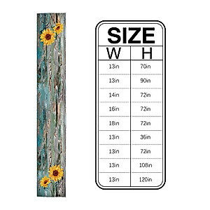 Summer Sunflowers Table Runner 36 Inches Long Farmhouse Dress Scarves, Spring Floral Botanical Teal Brown Retro Wood Dining Tablerunner for Coffee Table/Kitchen Island/Party Décor, Small 13" x 36"