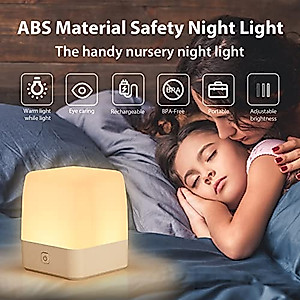 Portable Night Light for Kids, LED Nursery Night Light for babies, Rechargeable Nursing Light Dimming Nightlight Baby Lamp Touch Night Light Bedside Lamp for Breastfeeding with Memory Function