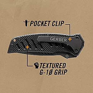 Gerber Gear 31-001709N Swagger Knife, Assisted Opening Tactical Folding Pocket Knife, 3.25 In Blade, Black