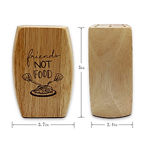 Friends Not Food Farmhouse Kitchen Decor Knife Block For Steak Knives 5 Inch Utility Knives 6 Piece Slot Organizer Durable 100% Natural Oak Wood, Gifts for Family Friends, Birthday gifts 3.7x2.4x5"