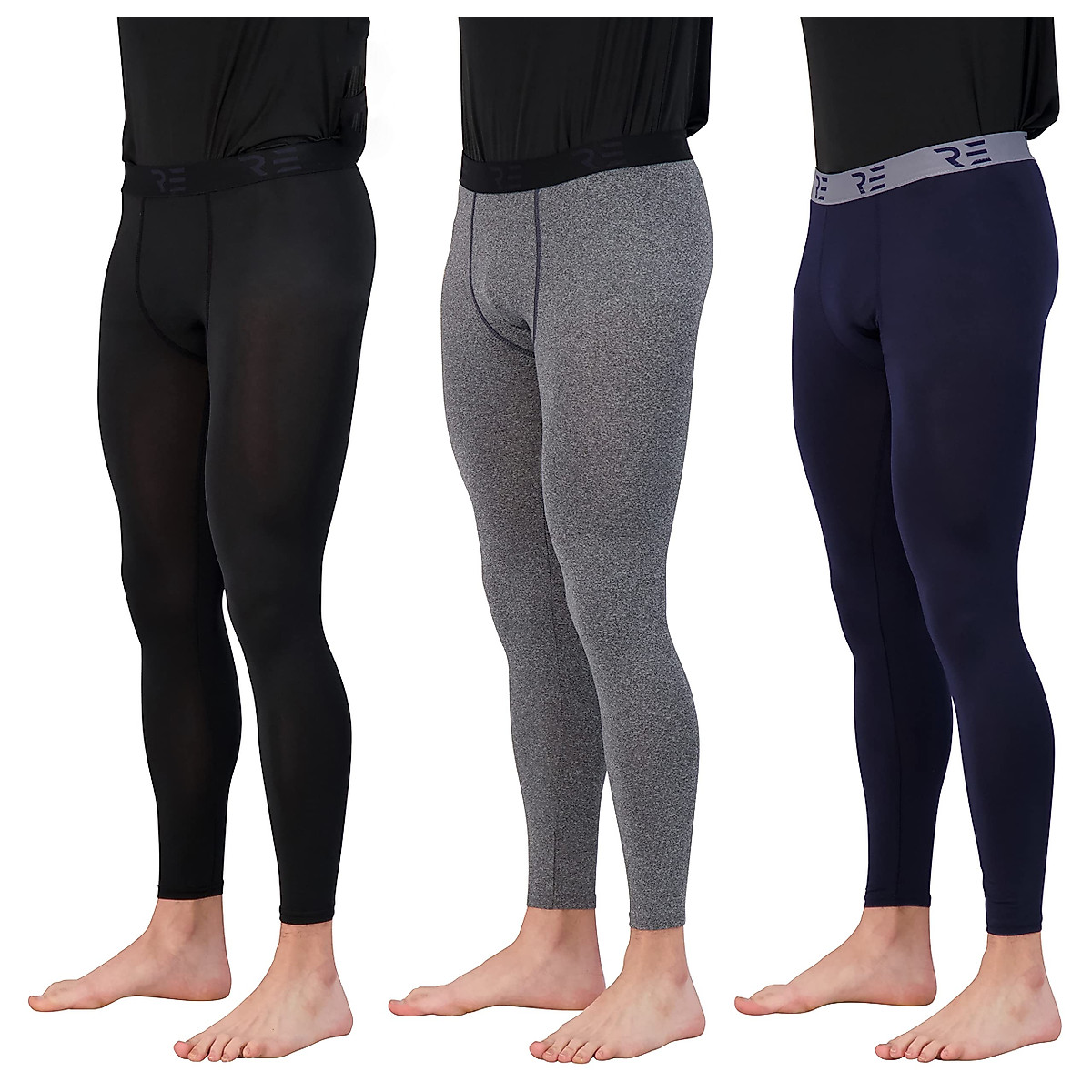 3 Pack: Men's Big and Tall Heavy Weight King Size Compression Pants Gym Running Skin Tights Leggings Athletic Workout Cycling Winter Thermal Cold Base Layer Long Johns Rash Guard - Set 4, 5X Tall